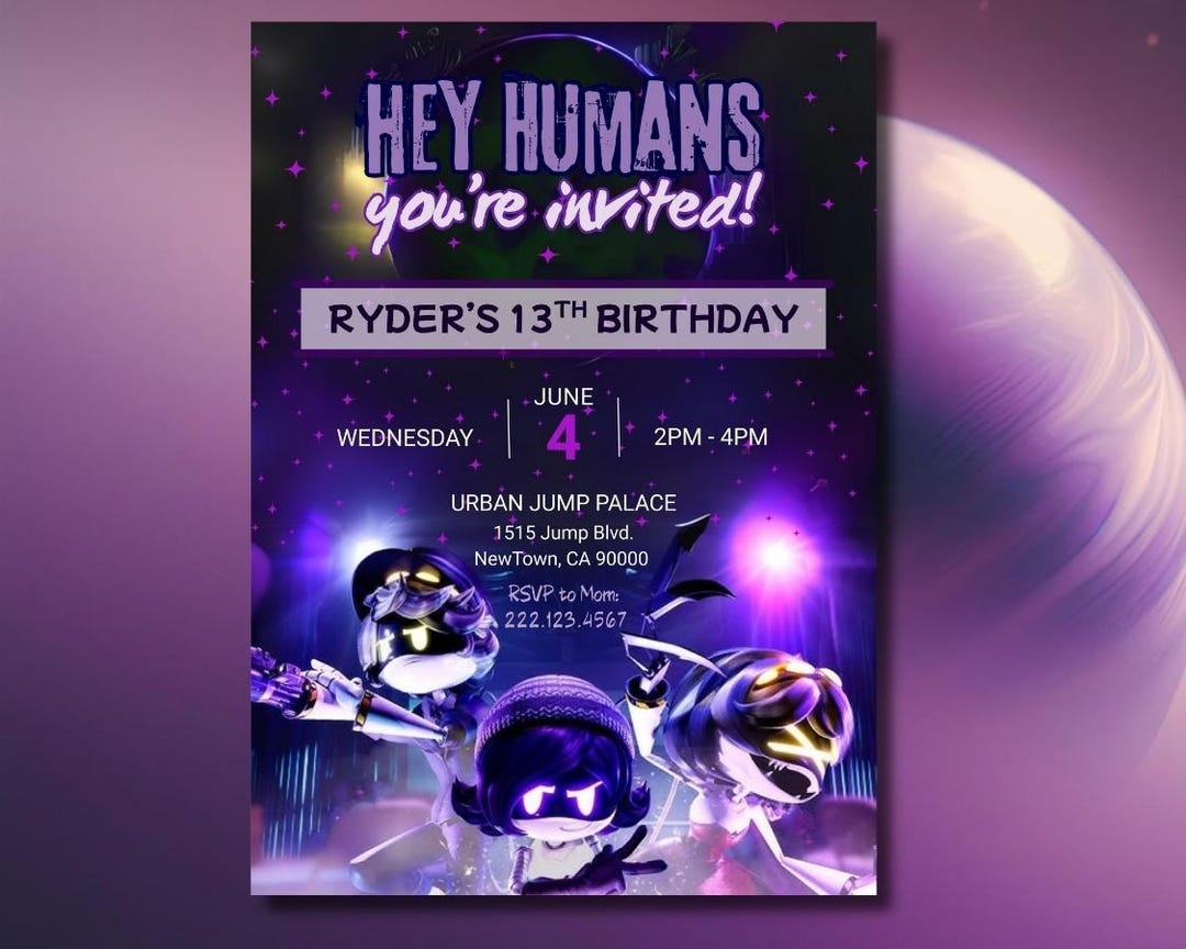 Editable Party Invite, Murder Drones Party Invitation, Canva Template ...