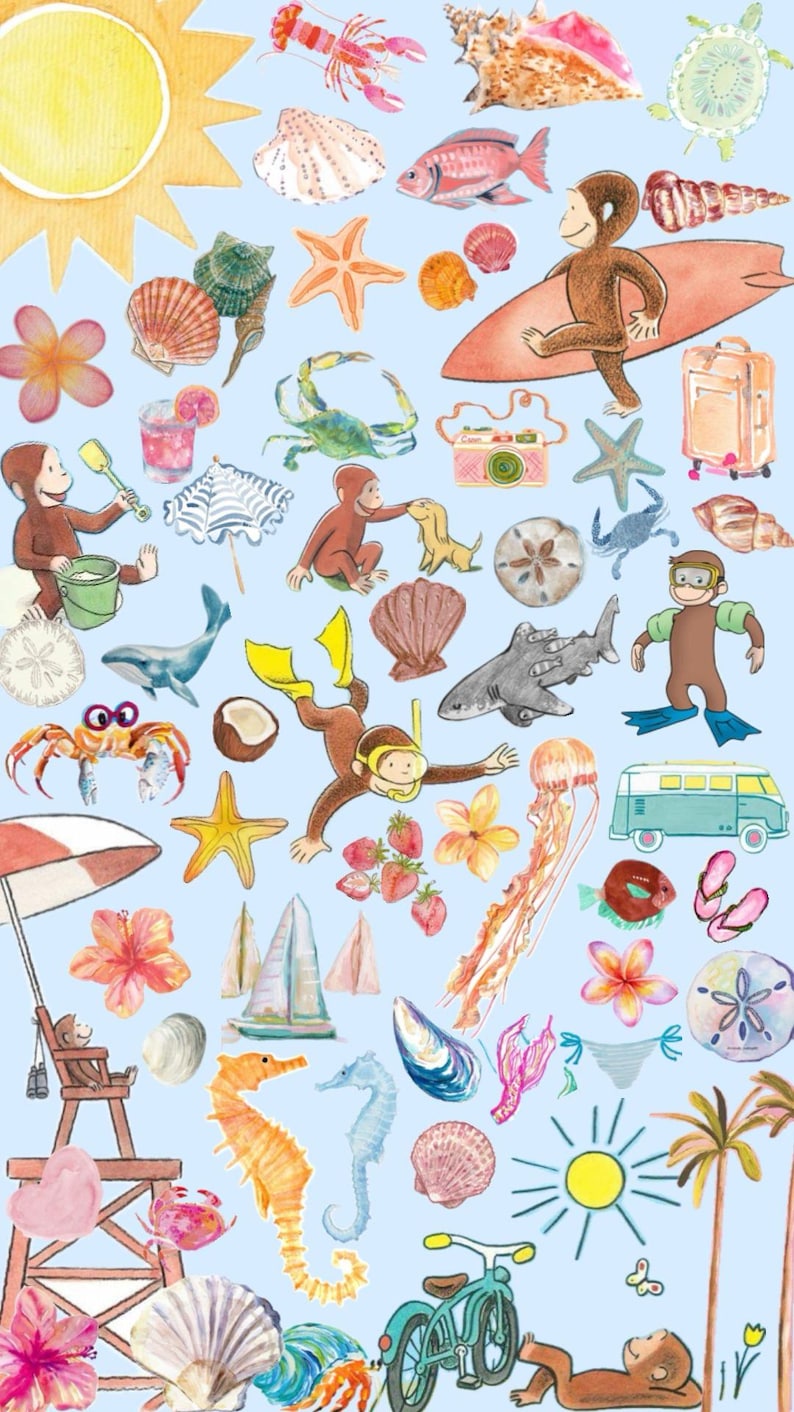 Curious George Summer Print - Etsy