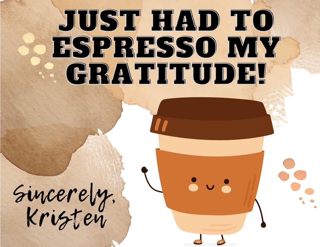 Editable Espresso Thank You Teacher Gift Note - Etsy