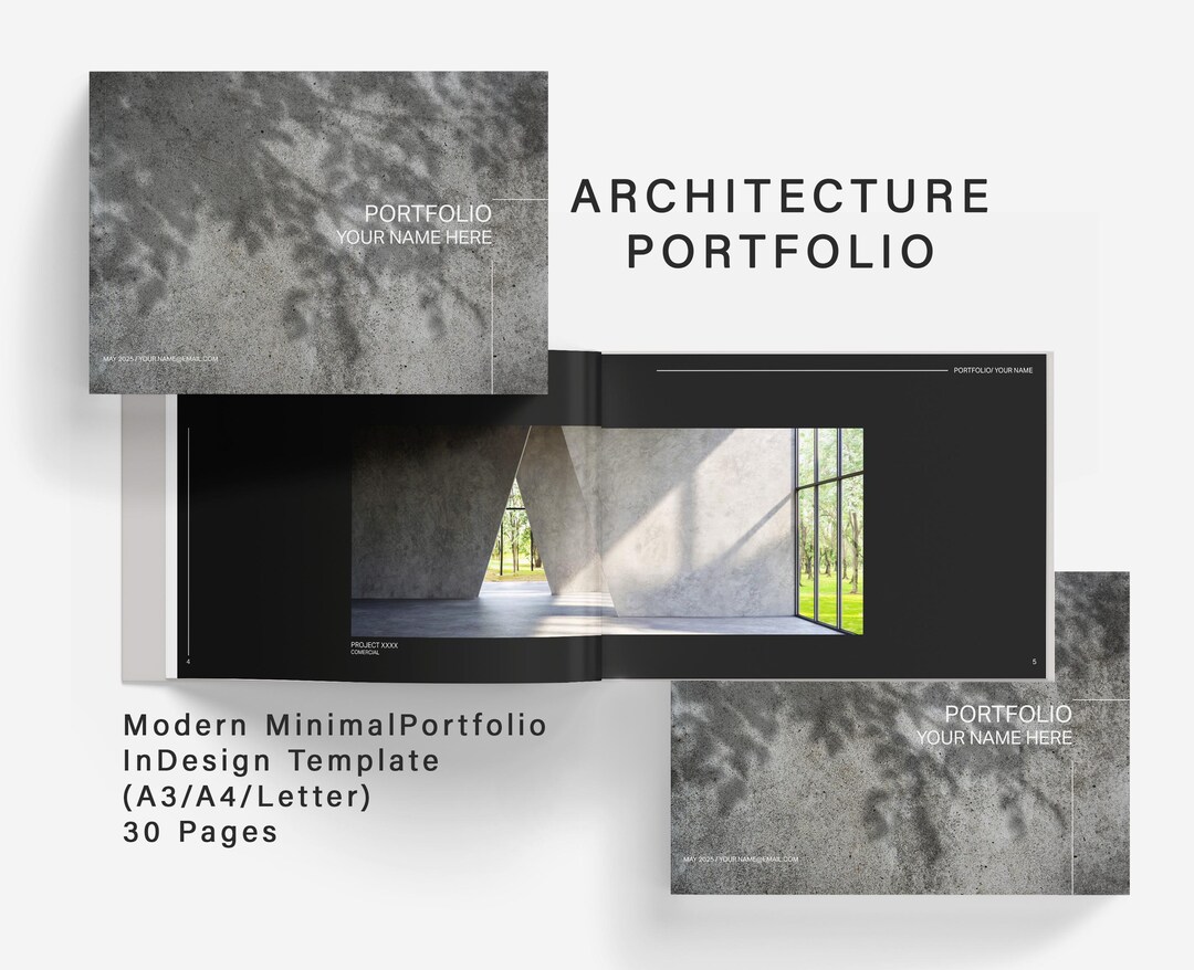 Modern Minimal Architecture Portfolio Indesign Template (a3-a4-letter ...