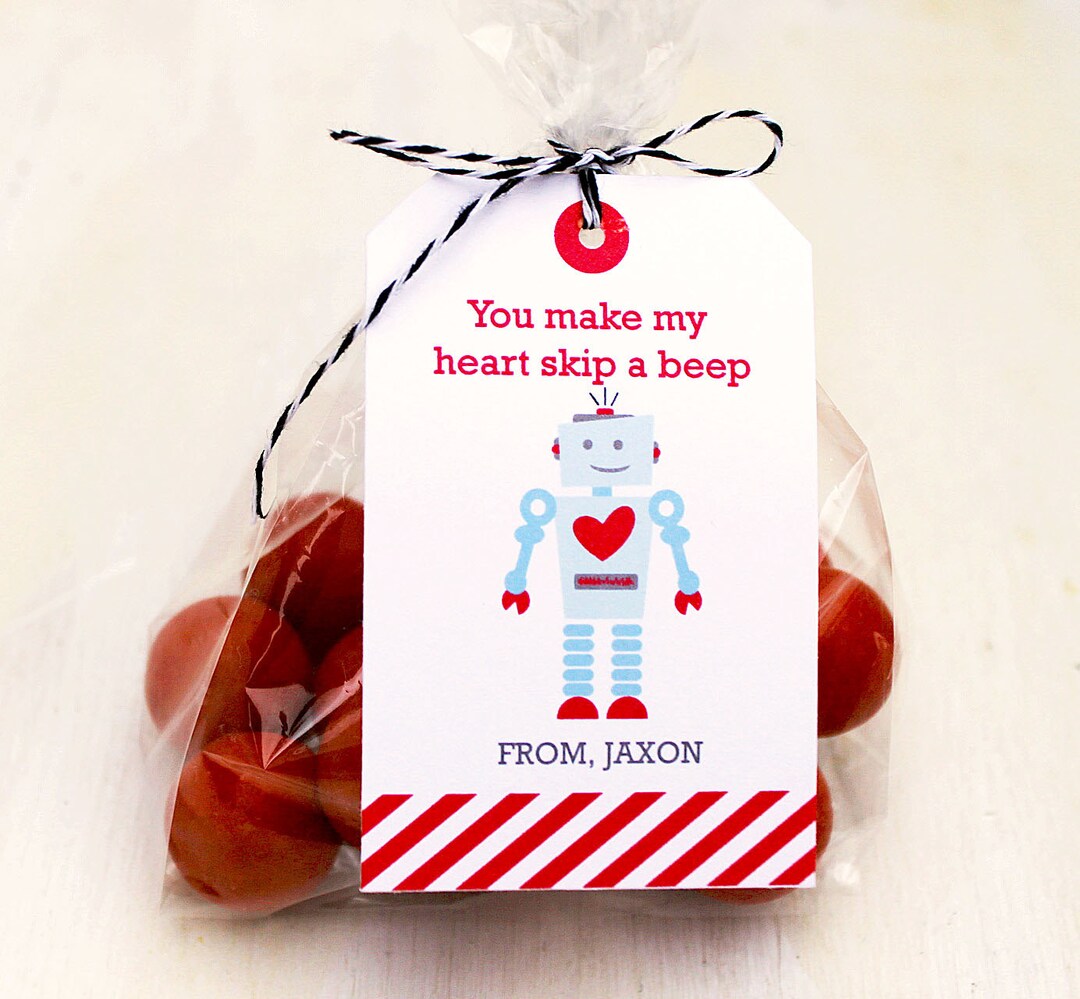 Robot Valentine&#039;s Favor Tag, Punny Valentine&#039;s, Children&#039;s Valentine&#039;s ...