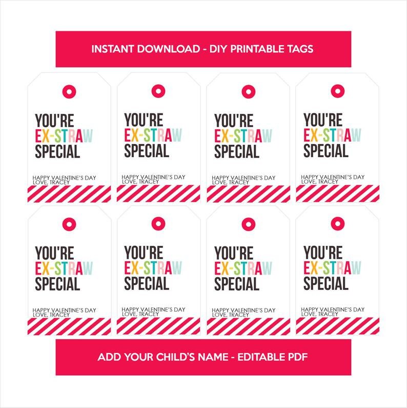 Printable Valentine's You're Ex-straw Special Favor | Etsy