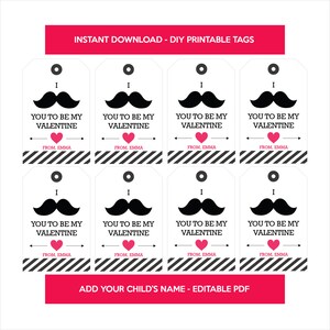 I Mustache You to Be My Valentine Punny Valentine's Day Favor Tag ...