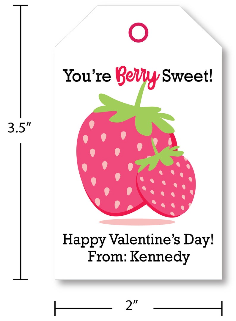 You're Berry Sweet Printable Tag, Strawberries Valentine, Kid's ...