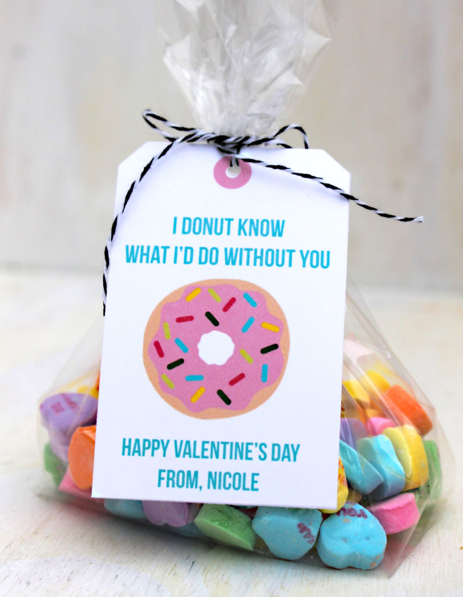 I Donut Know What I'd Do Without You, Valentine's Favor Tag, Punny ...