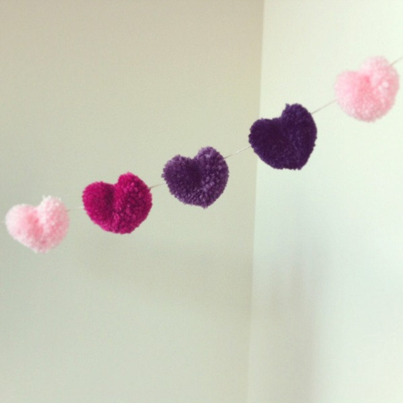 Heart Shaped Pom Pom Garland | Valentine's Day Garland | Party Decor ...