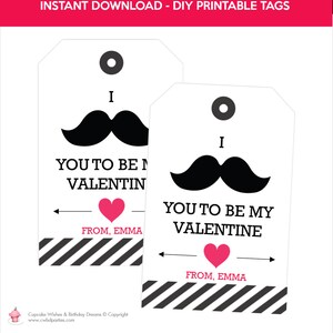I Mustache You to Be My Valentine Punny Valentine's Day Favor Tag ...