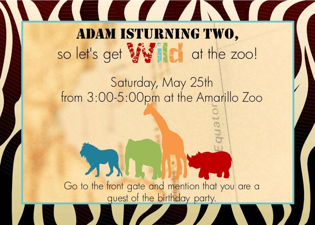 Zoo Safari Birthday Party Printable Invitations, It's a Zoo Party ...