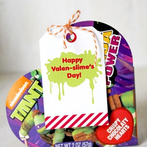 Happy Valenslime's Day Favor Tag, Pink Slime, Punny Valentine's ...