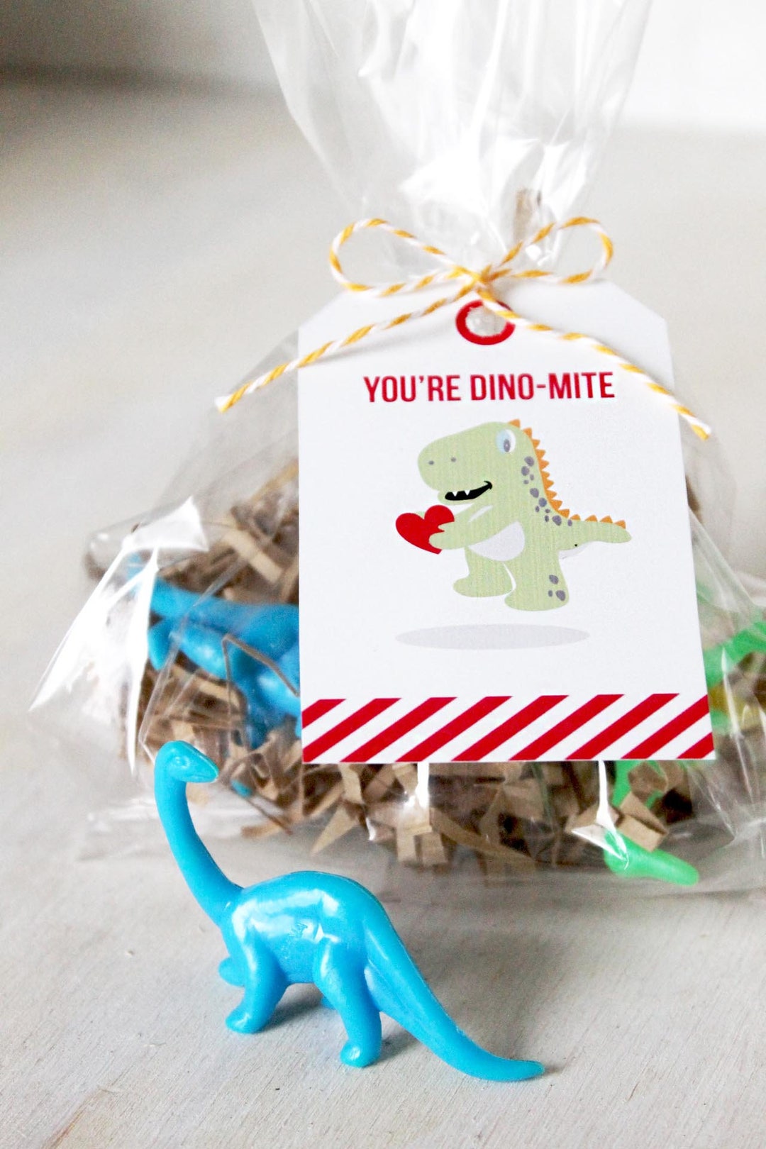 Dino-mite Valentine Favor Tag, Printable Dinosaur Treats (PDF) - Etsy