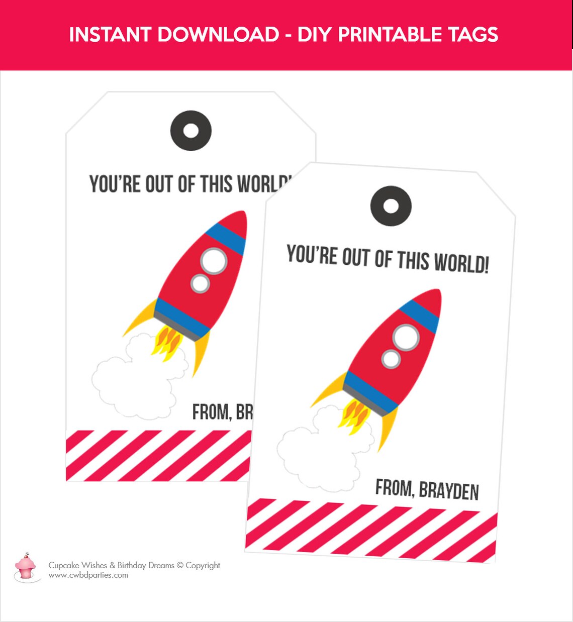 Rocket Valentine's Favor Tag Punny Valentine's - Etsy