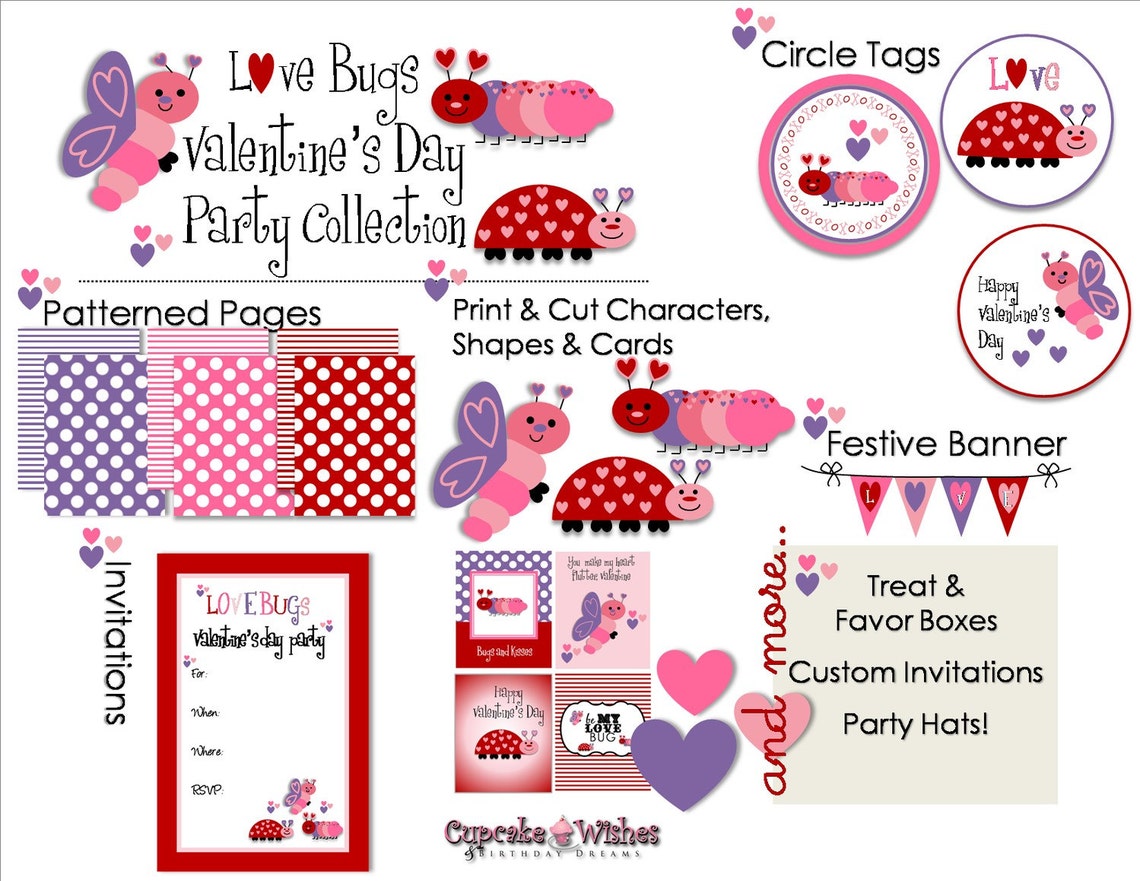 Love Bugs Valentine's Day Printables Valentine's | Etsy