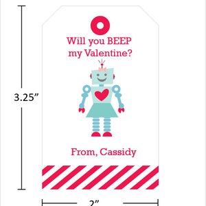 Robot Valentine&#039;s Favor Tag, Punny Valentine&#039;s, Children&#039;s Valentine&#039;s ...