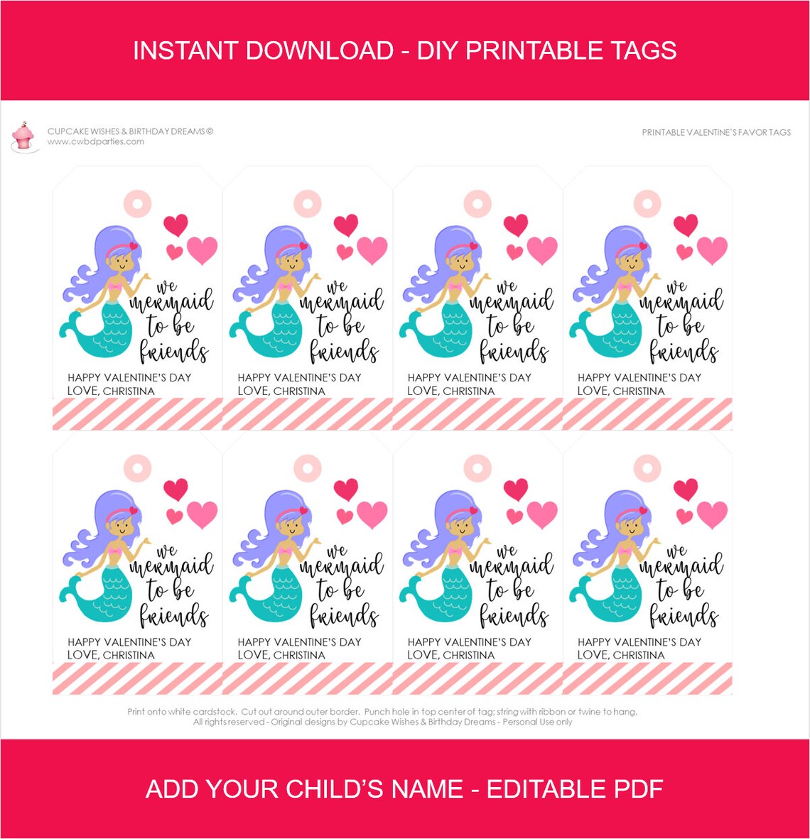 We Mermaid to Be Friends, Mermaid Valentine, Valentine Printable ...