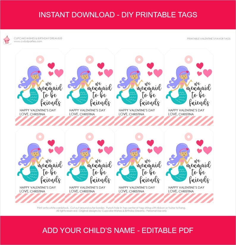 We Mermaid to Be Friends Mermaid Valentine Valentine - Etsy