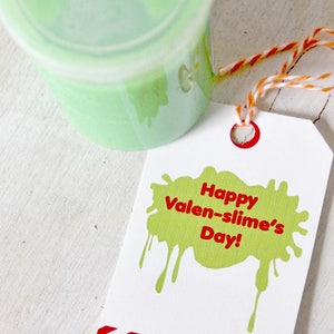 Happy Valenslime's Day Favor Tag, Pink Slime, Punny Valentine's ...
