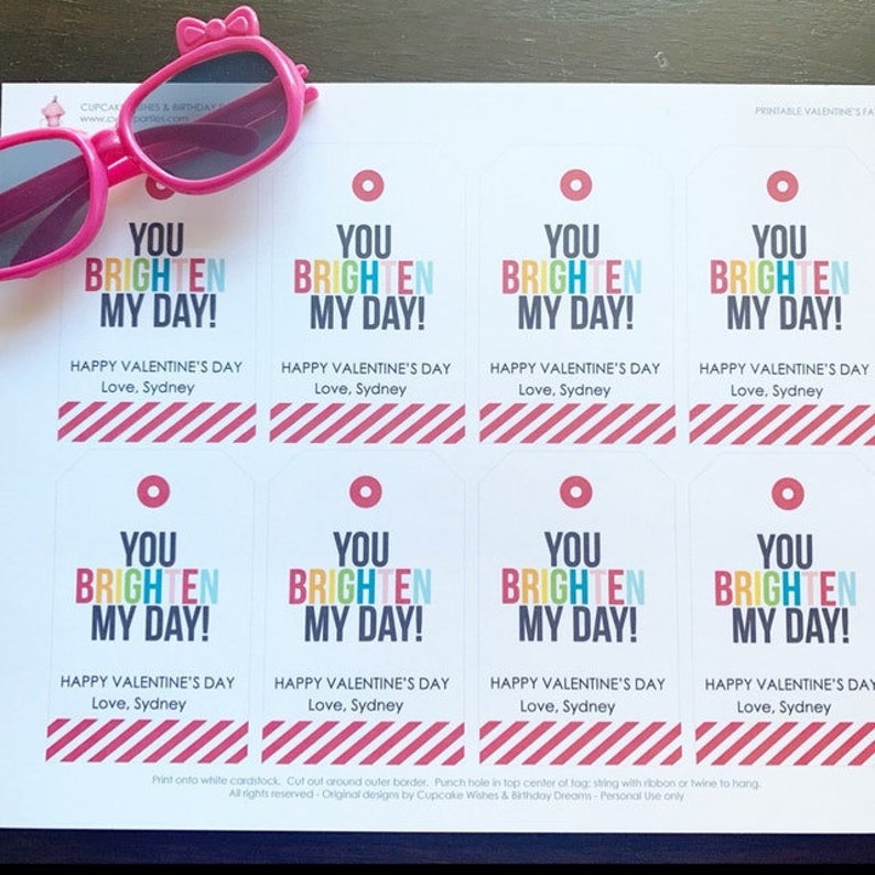 You Brighten My Day Valentine's Favor Tag Punny - Etsy
