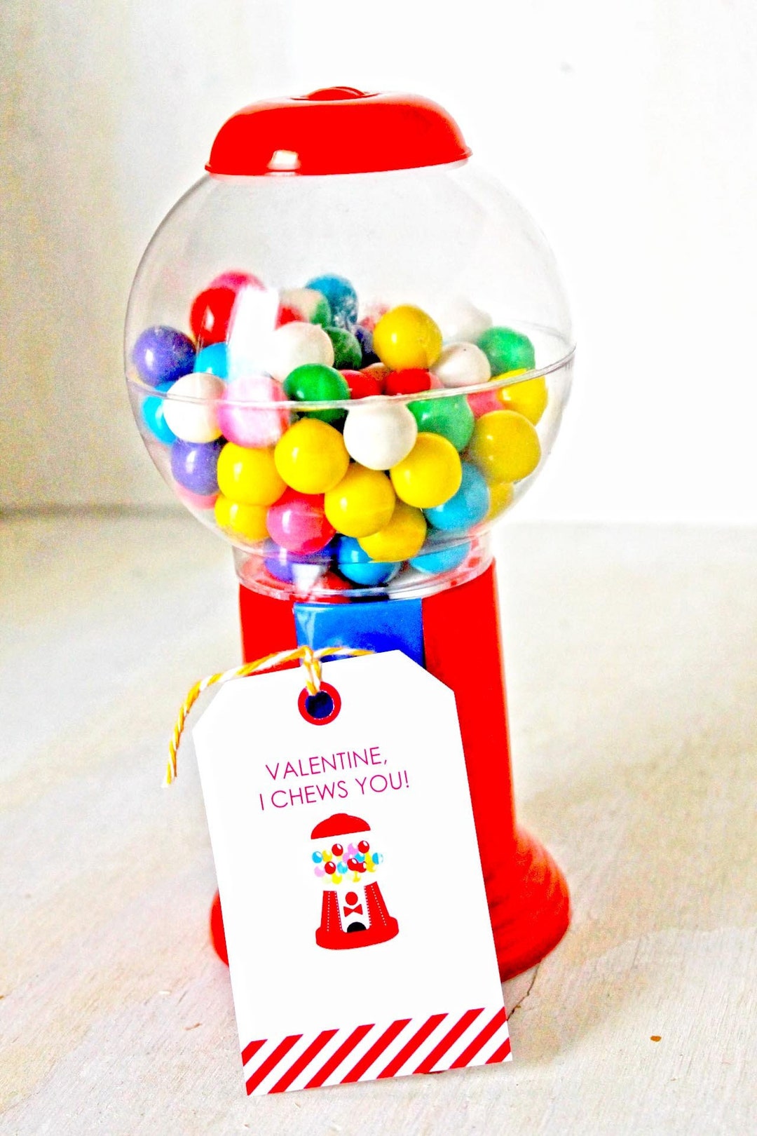 I Chews You Red Gumball Machine Valentine Favor Tag, Punny Valentine's ...