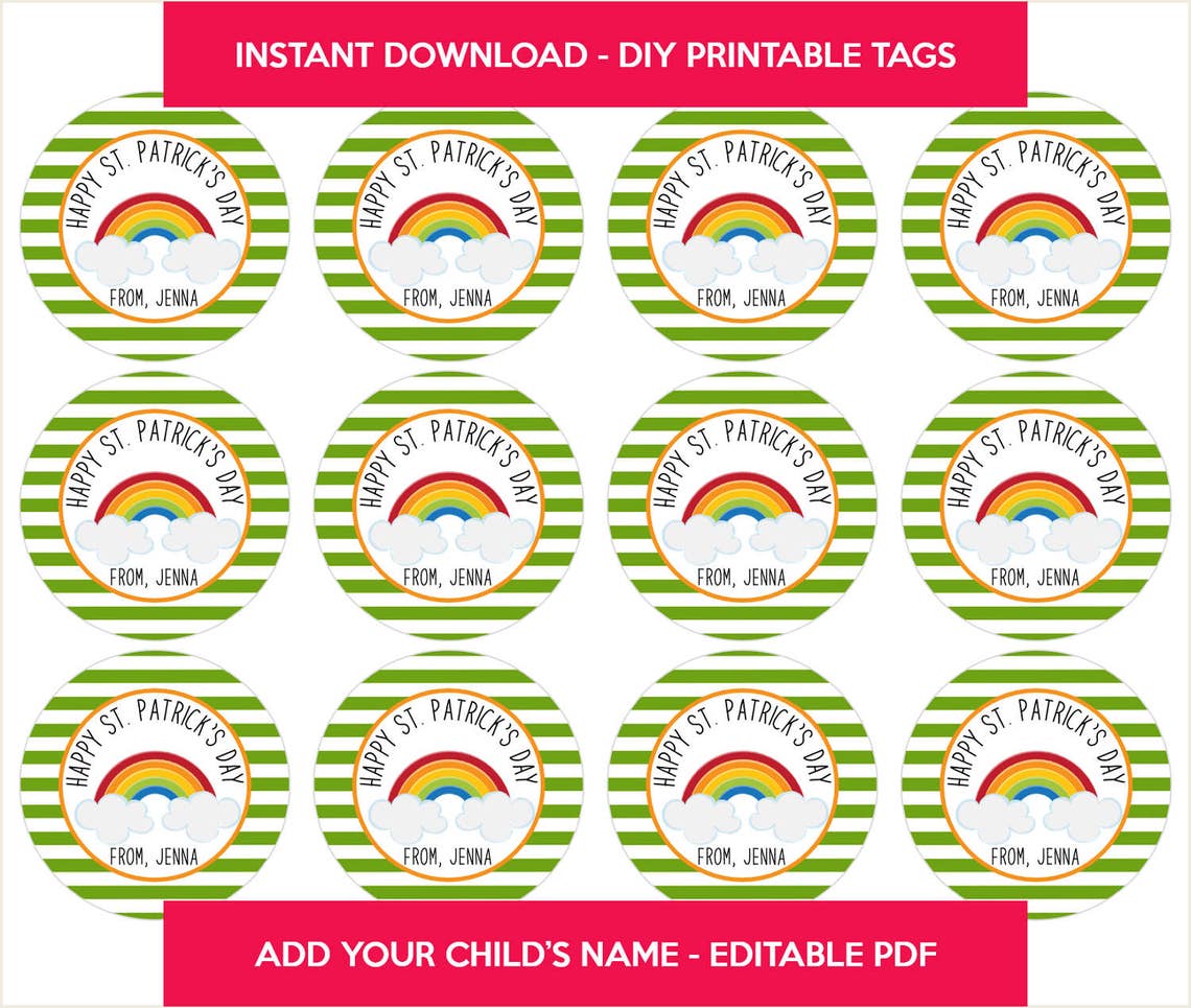 Happy St. Patrick's Day Rainbow Gift Tag | Etsy