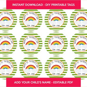 Happy St. Patrick's Day Rainbow Gift Tag - Etsy