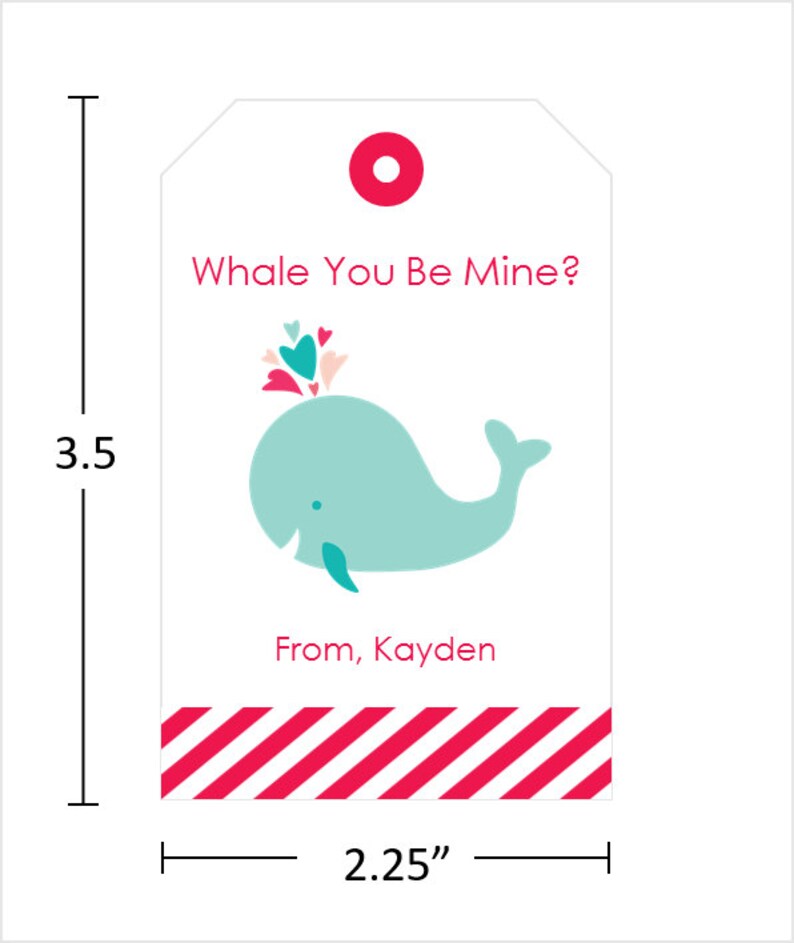 Whale You Be Mine Valentine Favor Tag Punny Valentine's - Etsy