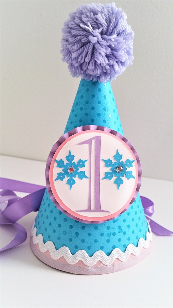 Lavender, Turquoise, Pink Snowflake Party Hat | Winter Birthday ...