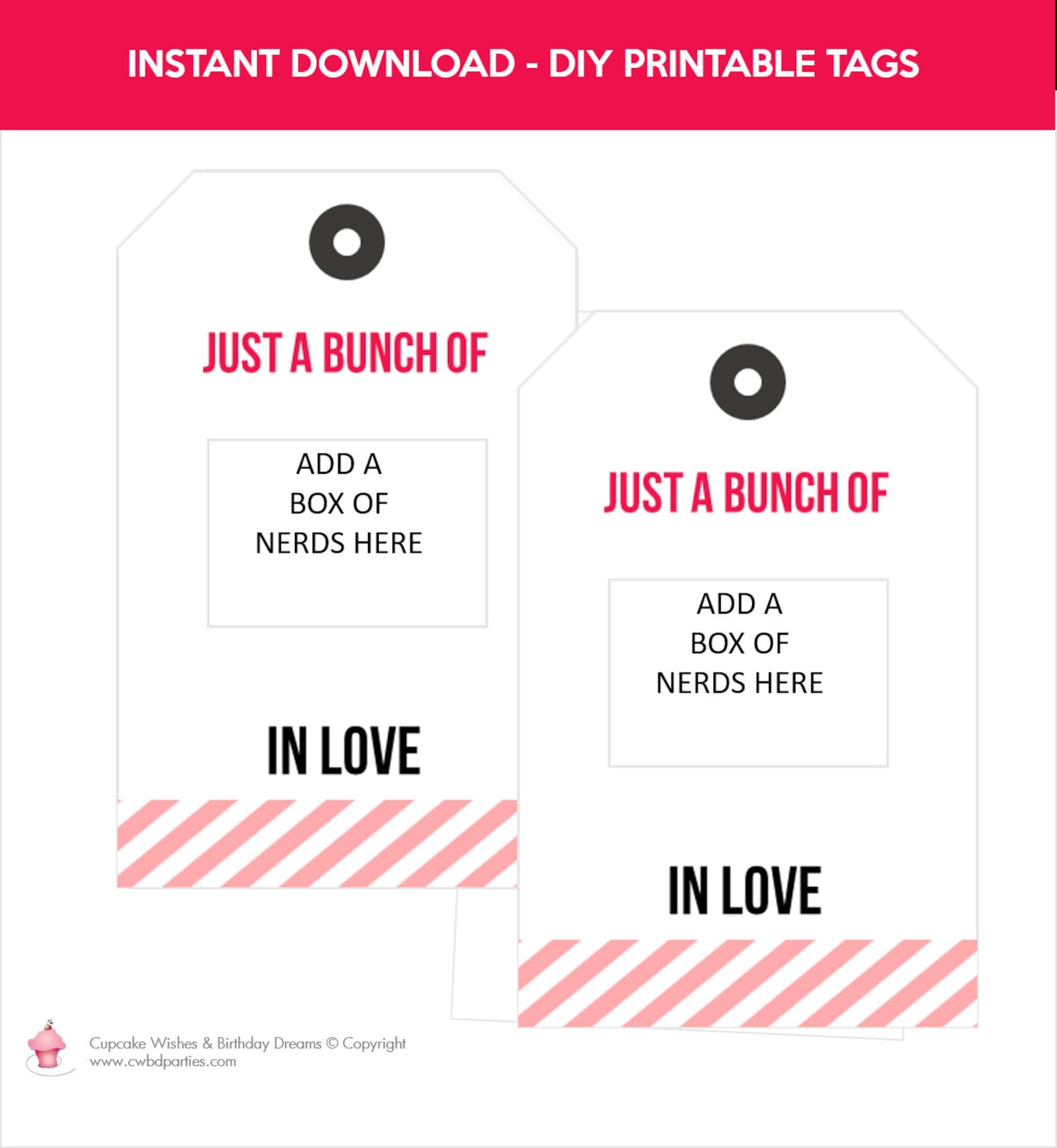 Just a Bunch of Nerds Valentine's Favor Tag Punny | Etsy