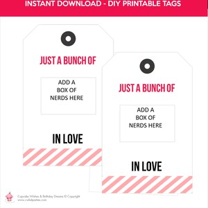 Just a Bunch of Nerds Valentine's Favor Tag Punny Valentine's Classroom ...