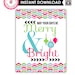 INSTANT DOWNLOAD Merry & Bright Holiday Sign Holiday Wall Art Printable ...
