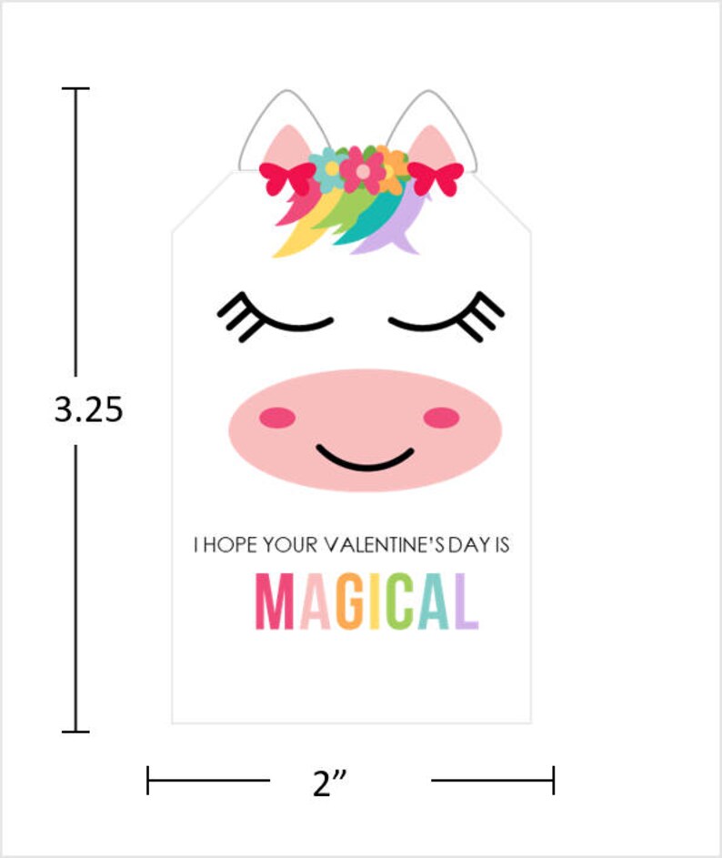 Unicorn Valentine's Favor Tag Magical Valentine's | Etsy