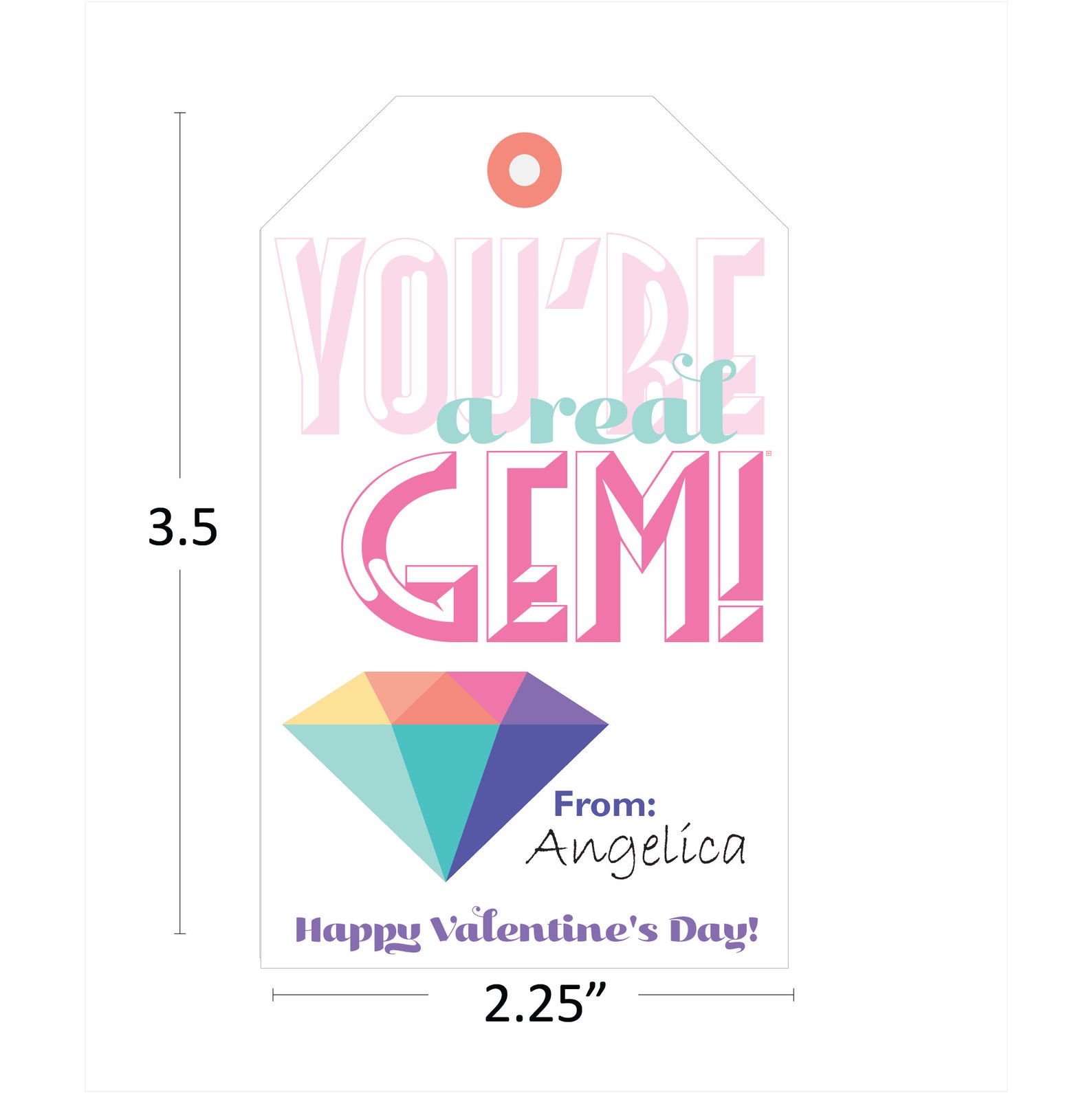 You're a Gem, Gem Valentine's Tag, Printable Valentine's, Gift Tag ...