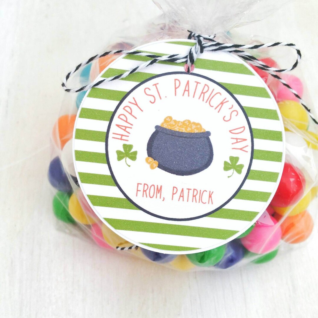 Happy St. Patrick's Day Favor Tags, Pot of Gold, St. Patrick's Day Tags ...