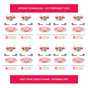 Unicorn Valentine's Favor Tag, Magical Valentine's Punny Valentine's ...