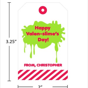 Happy Valenslime's Day Favor Tag, Pink Slime, Punny Valentine's ...