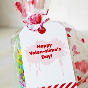 Happy Valenslime's Day Favor Tag, Pink Slime, Punny Valentine's ...
