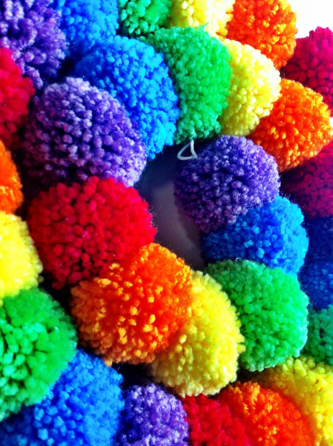 Rainbow Yarn Pom Pom Garland Pom Poms Handmade Pom Poms - Etsy