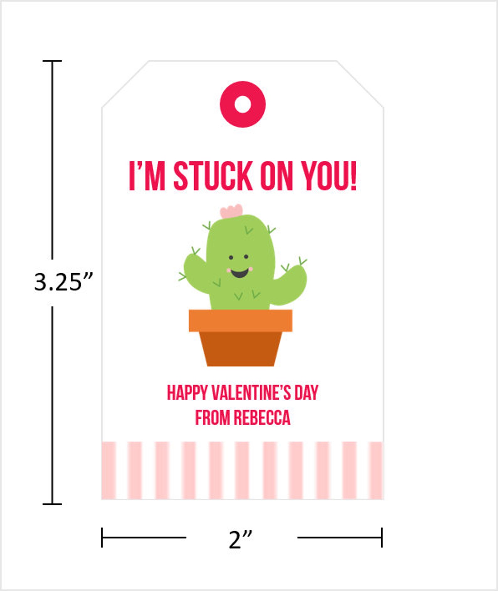I'm Stuck on You Punny Valentine Printable Tag Cactus - Etsy