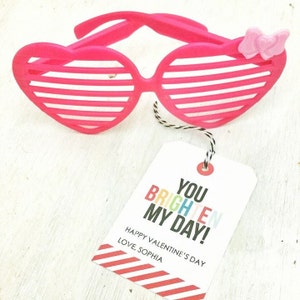 You Brighten My Day Valentine's Favor Tag, Punny Valentine's, Classroom ...