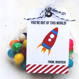 Rocket Valentine's Favor Tag Punny Valentine's Classroom Treat Labels ...