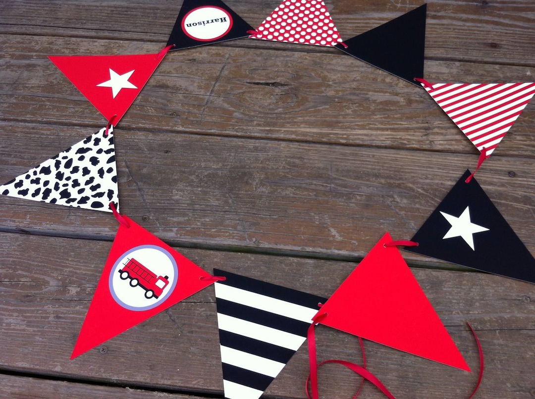 Fire Truck Printable Banner | Fireman | Party | Firefighter | Dalmatian ...