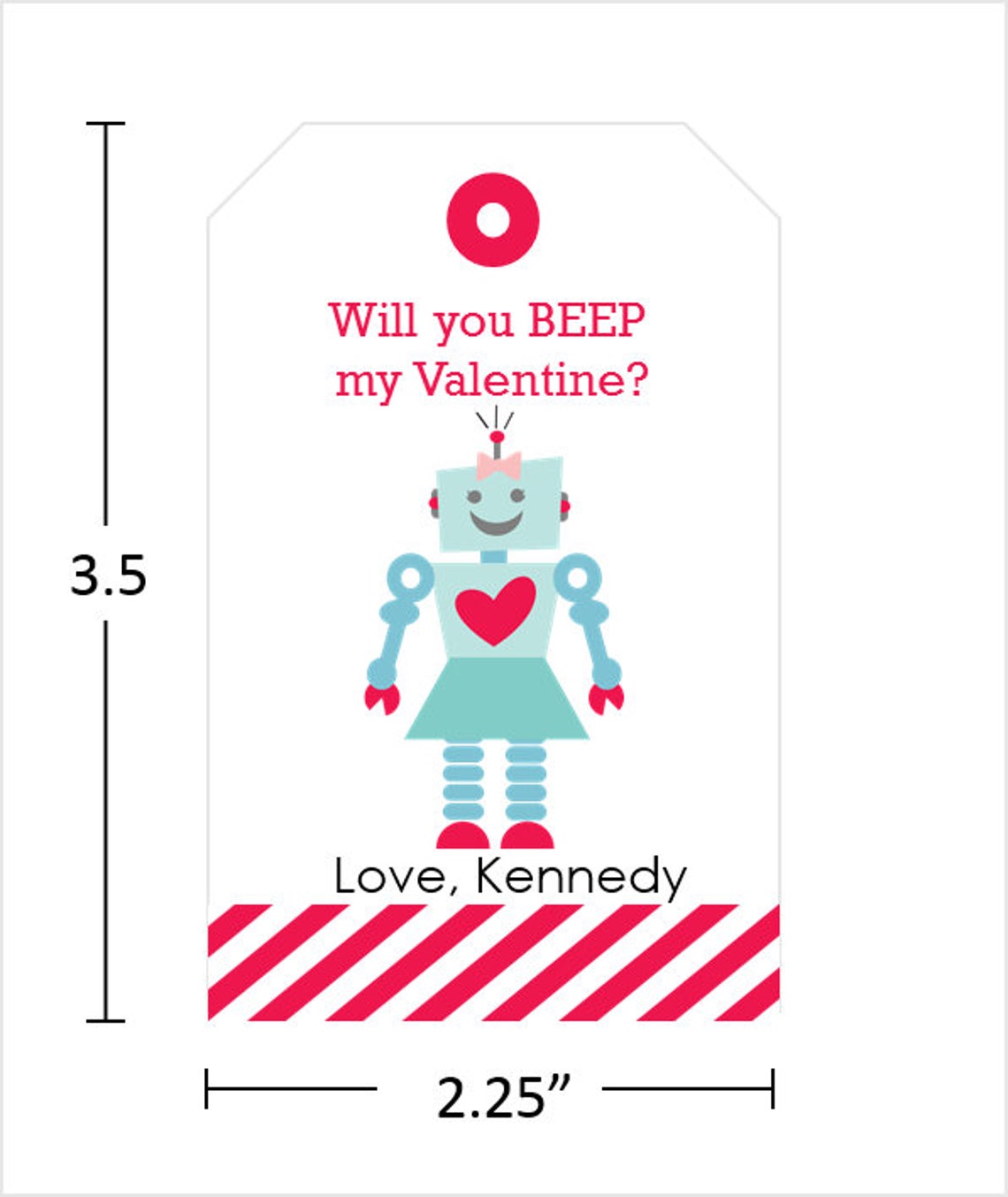 Girl Robot Valentine's Favor Tag, Punny Valentine's, Classroom Treat ...
