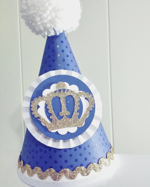 Little Prince Party Hat | Royal and Gold Party Hat | Blue Polka Dot ...