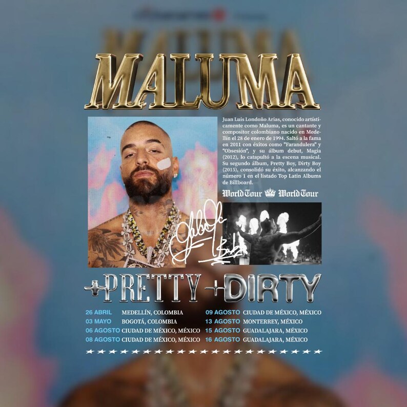 Maluma Tour 2025 Design | PNG Format | DTF Printing | Instant Download ...
