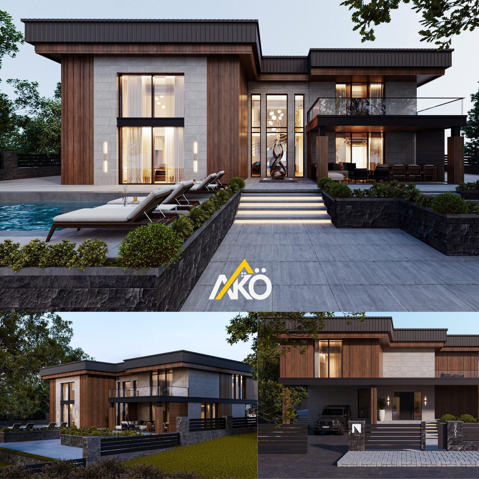 Contemporary Villa CAD Drawings | 3D Renderings + Autocad DWG | Instant ...