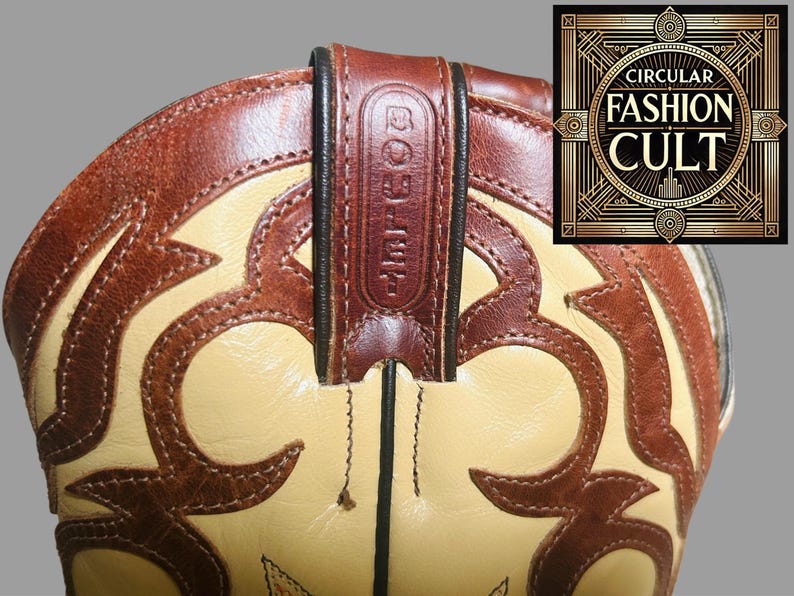 Vintage Boulet Cowboy Boots – Cream & Brown Leather, Y2K Western ...