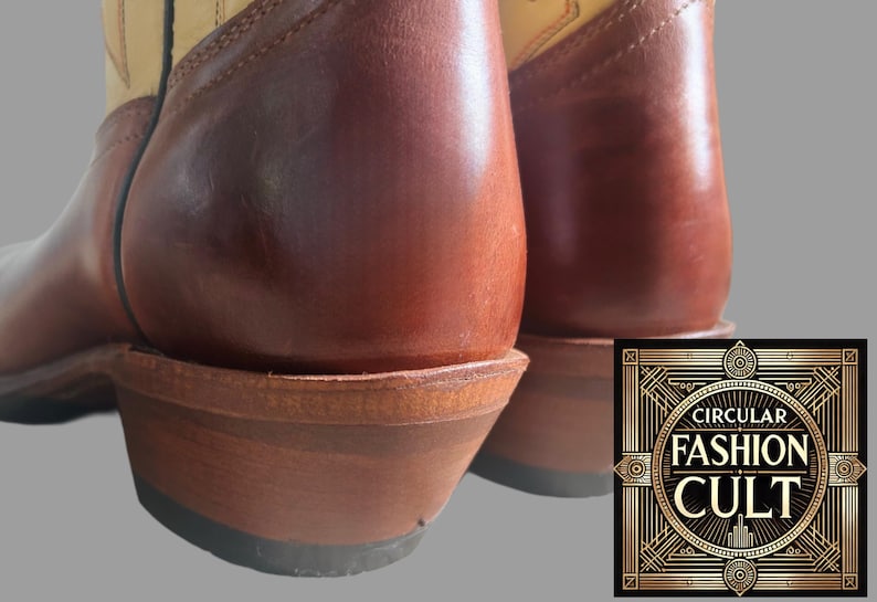 Vintage Boulet Cowboy Boots – Cream & Brown Leather, Y2K Western ...