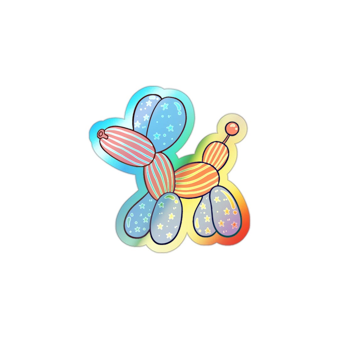 Holographic Balloon Dog Stickers, Colorful Die-cut Decals for Laptops ...
