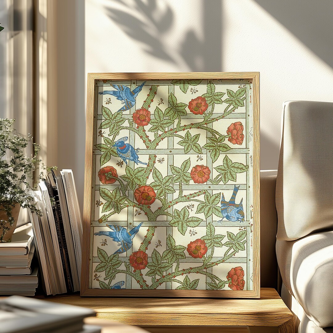 William Morris Floral Birds Pattern Print, Vintage Arts and Crafts ...