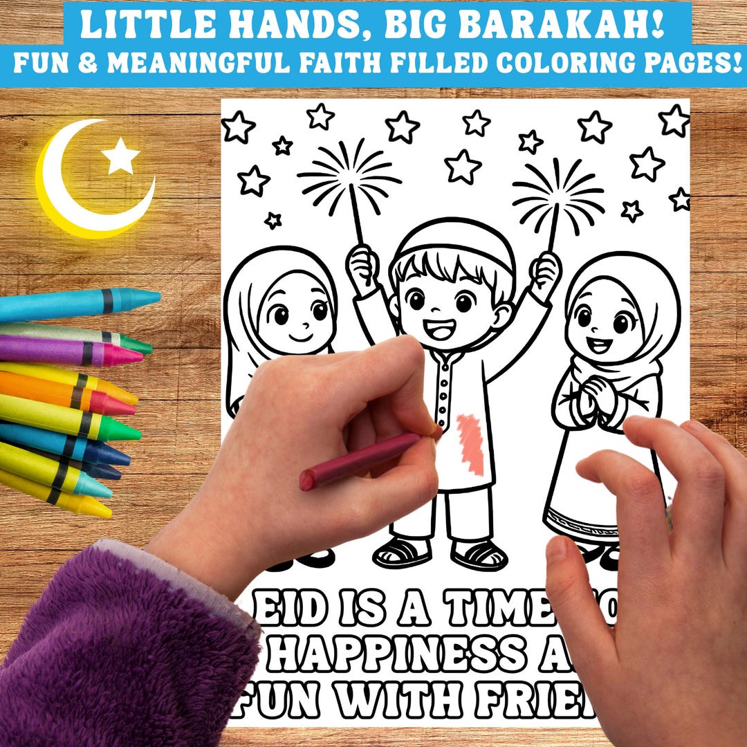 Islamic Coloring Pages for Kids: Eid & Daily Duas (printable PDF Bundle ...