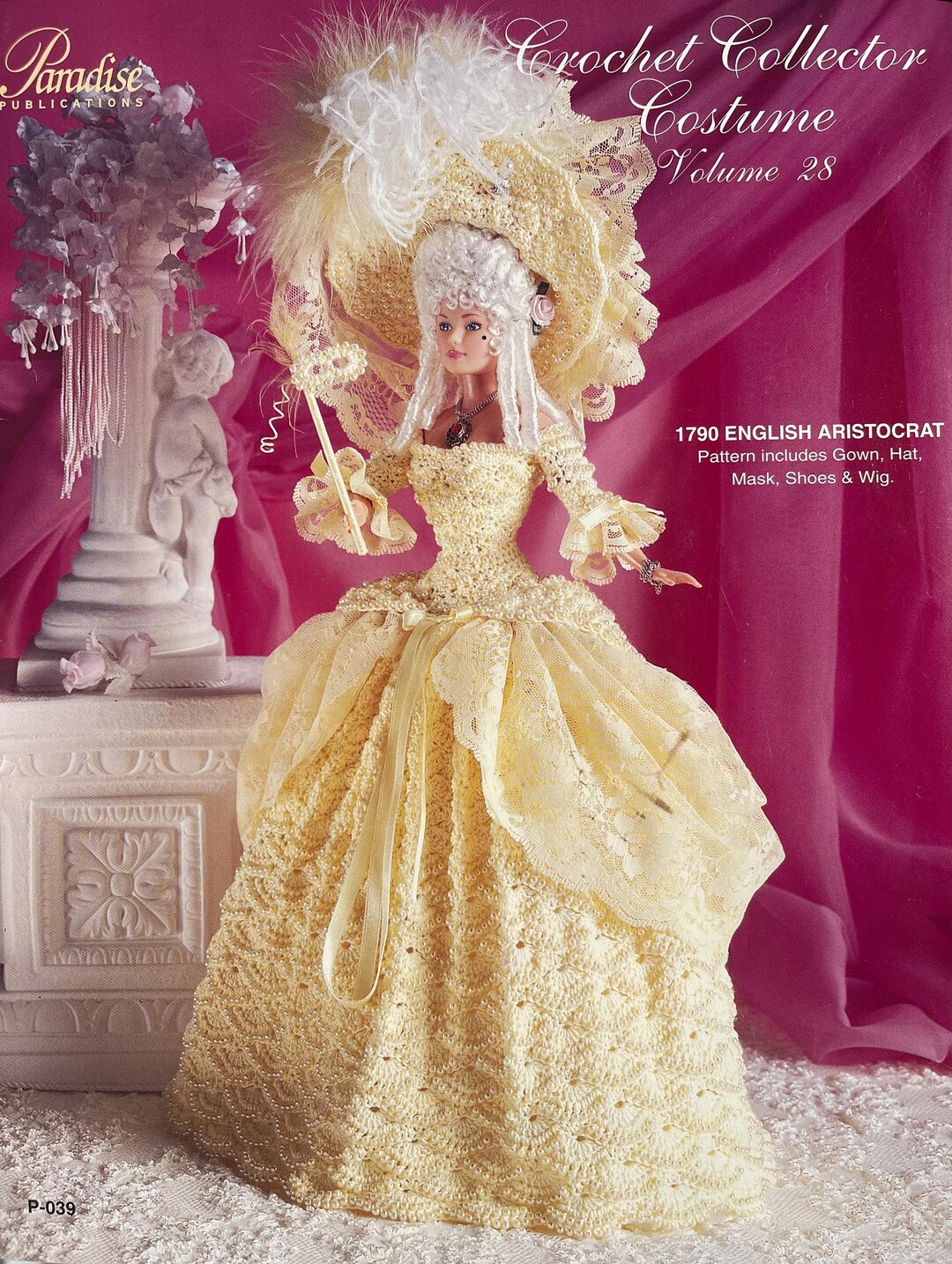 VINTAGE CROCHET 1790 English Aristocrat Pattern W/ Gown, Hat, Mask ...